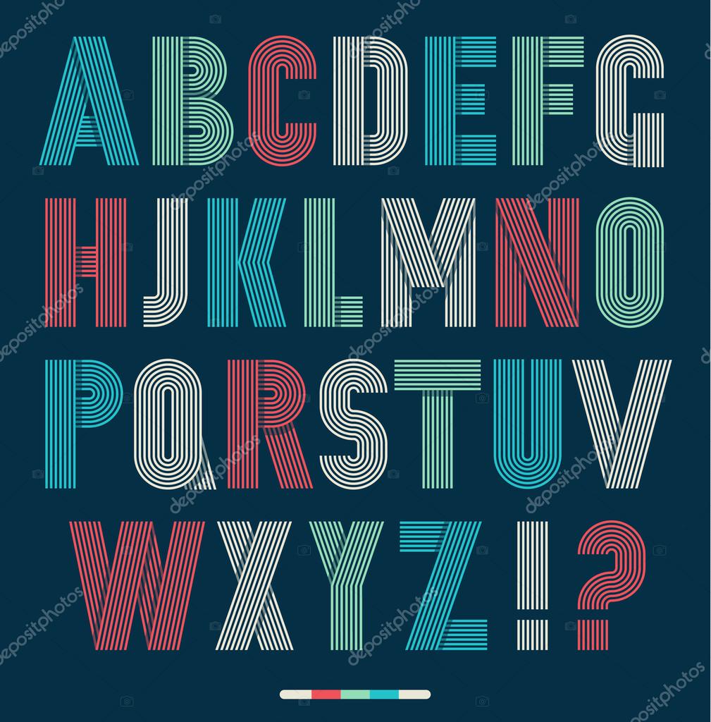 Retro stripes funky fonts set — Stock Vector © olgamilagros #71594643