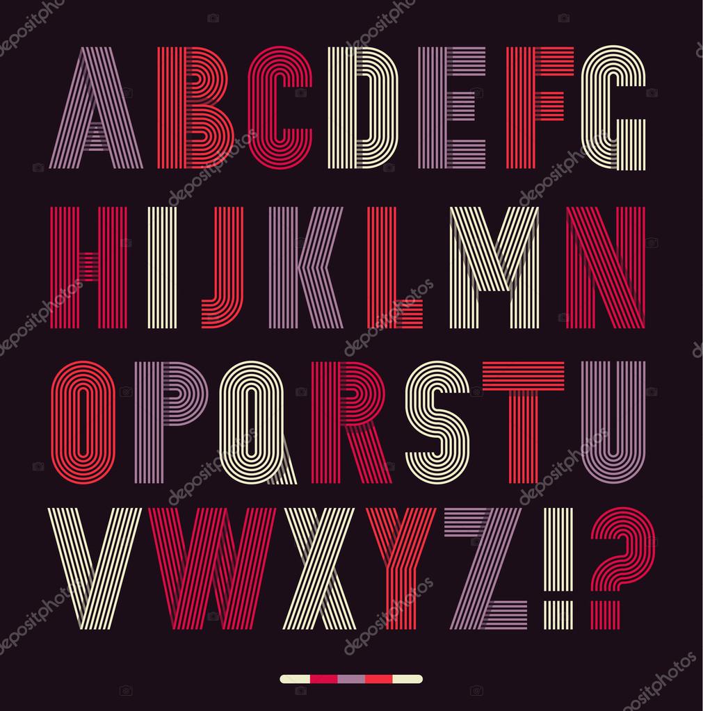 Retro stripes funky fonts set — Stock Vector © olgamilagros #78138600