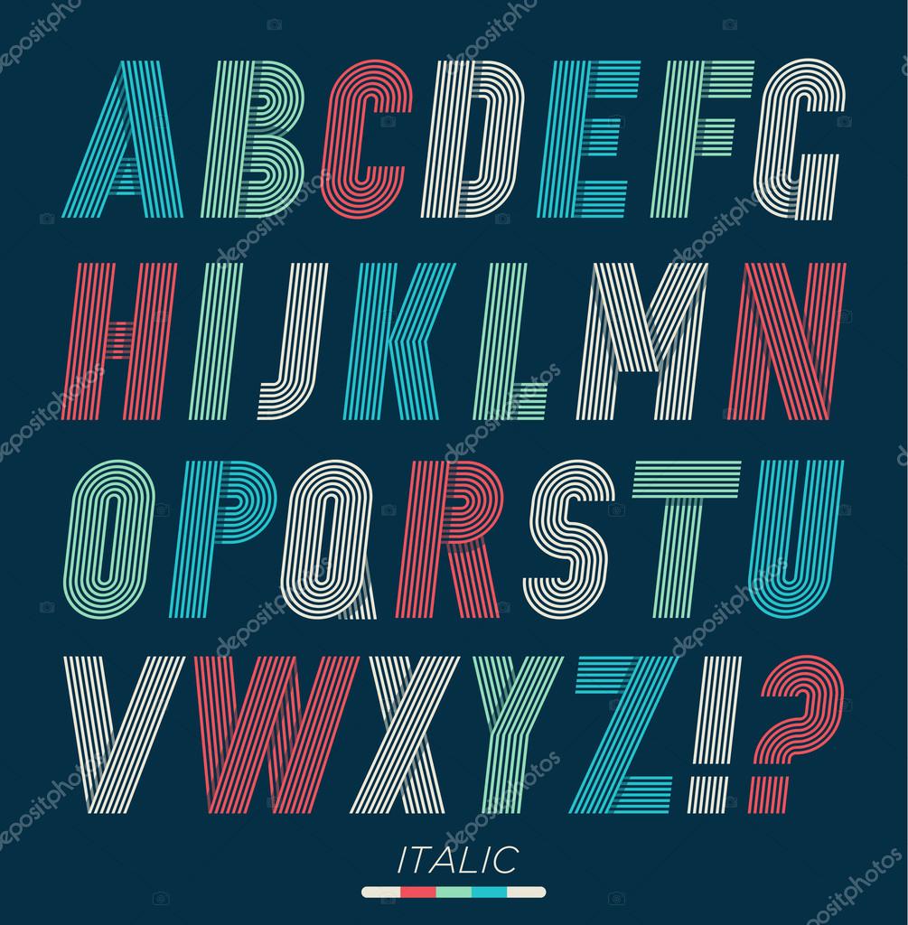 Retro stripes funky fonts set Stock Vector by ©olgamilagros 78138602