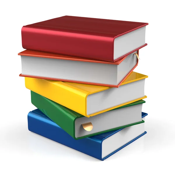 Books stack of book blank covers colorful five textbooks — Stock Photo ...