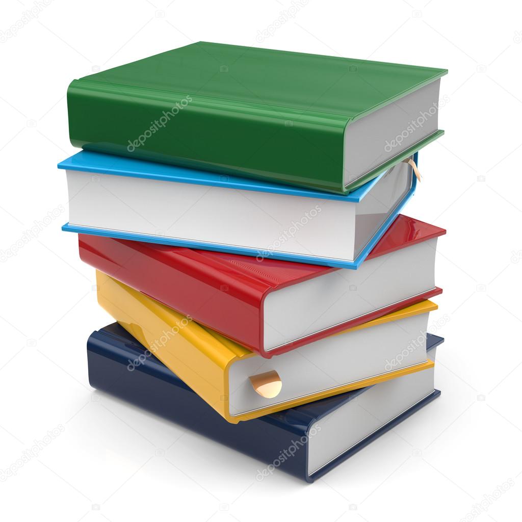 Books stack of book blank covers colorful five textbooks — Stock Photo ...