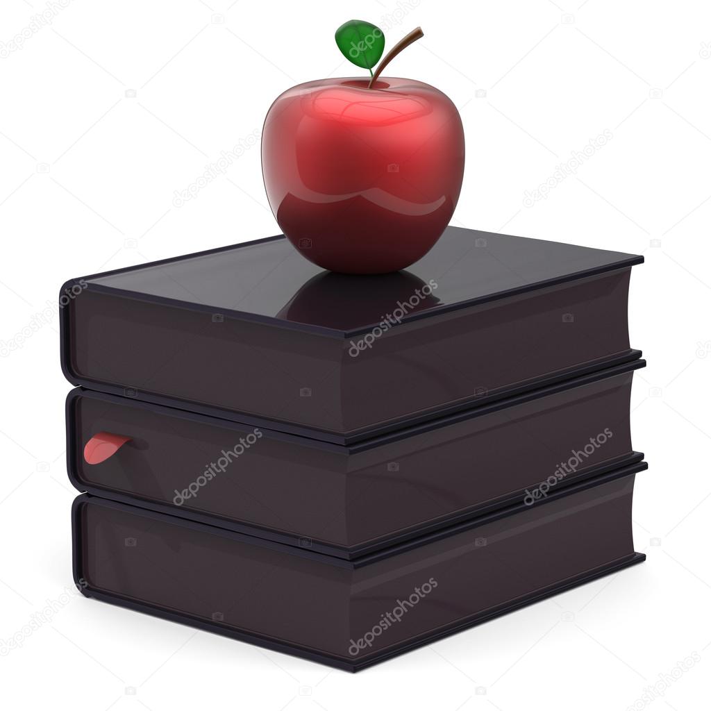 Textbook With Apple Red