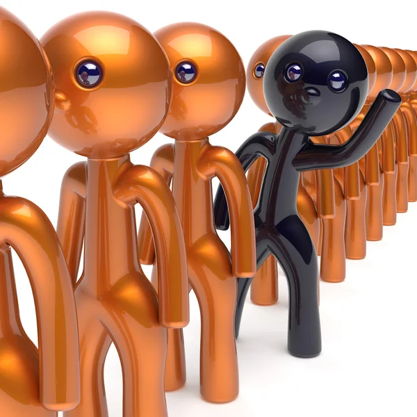 Different people stand out from the crowd black character man — Stock ... Different people stand out from the crowd black character man — Stock ...