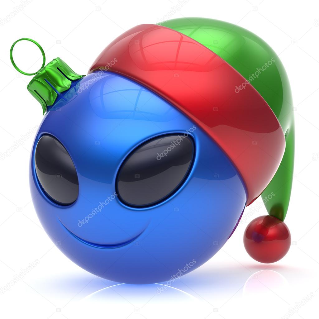 Christmas ball alien face New Years Eve bauble smiley emoticon — Stock ...