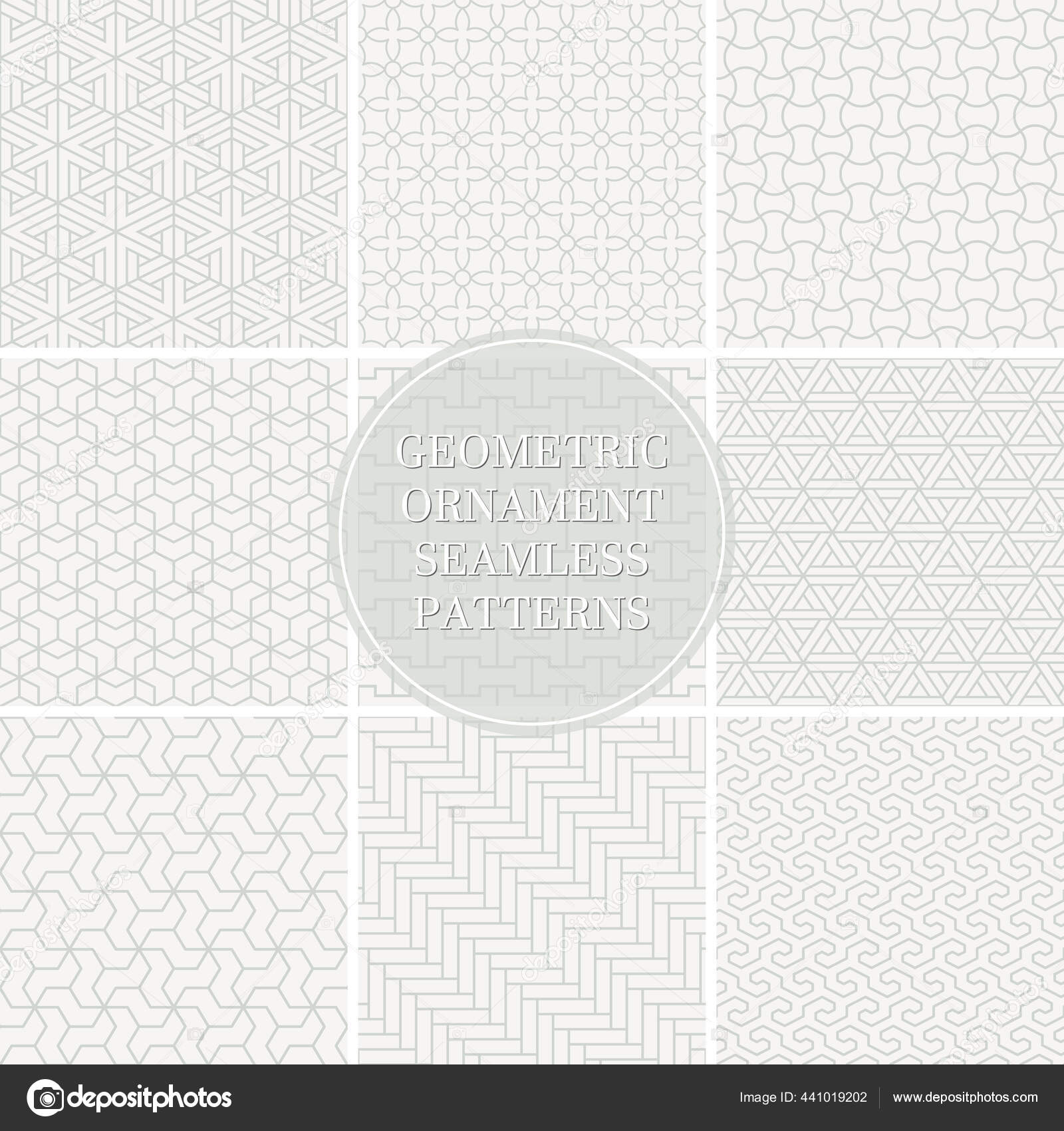 Collection of seamless ornamental geometric patterns. Trendy vector ...