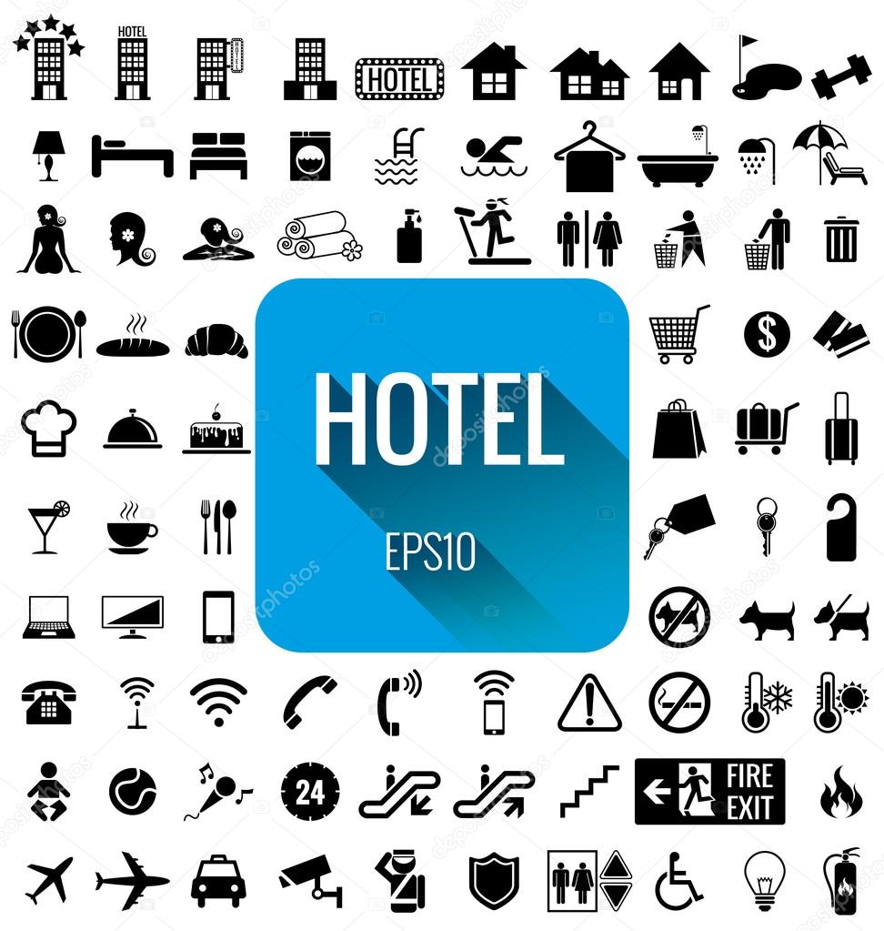 Hotel icon set vector on white background — Stock Vector ...