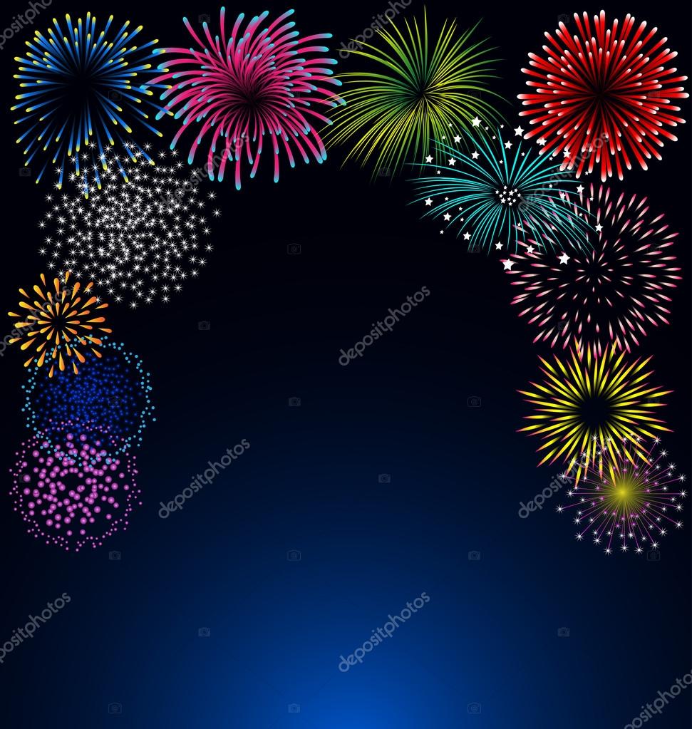 Colorful fireworks on blue background Stock Vector Image by ... Colorful fireworks on blue background Stock Vector Image by ...