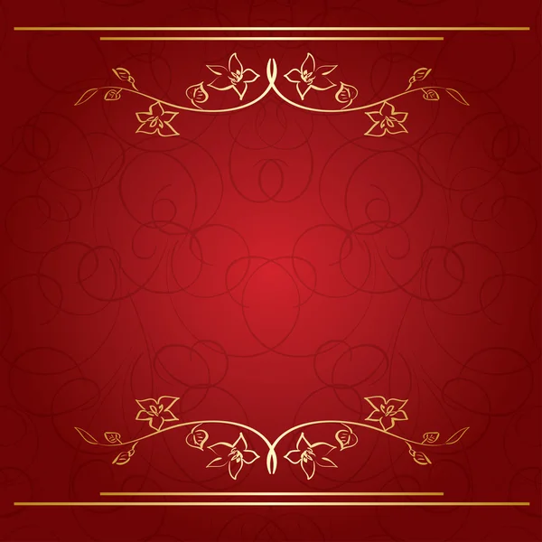 Vector red background with golden floral border Stock Vector by ©olena ...