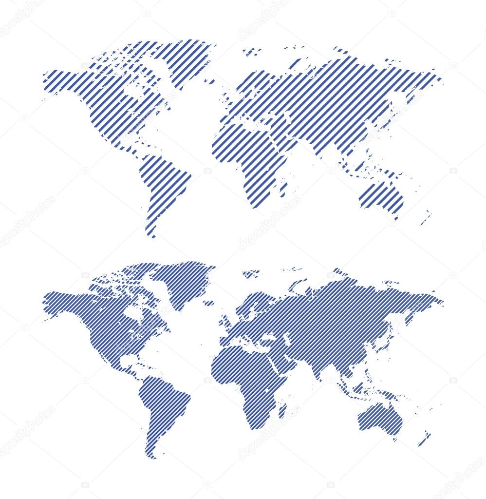 Dark blue striped maps of world - vector Stock Vector Image by ©olena ...
