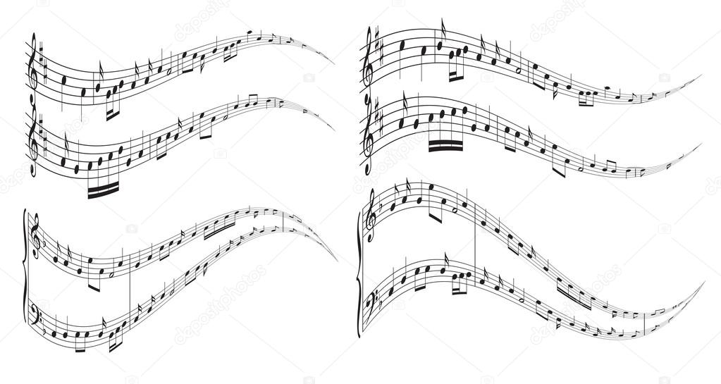Wavy elements with music notes - vector Stock Vector Image by ©olena ...