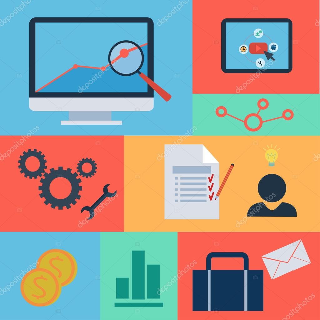 Set of flat design concept icons for web and mobile services and apps ... Set of flat design concept icons for web and mobile services and apps ...