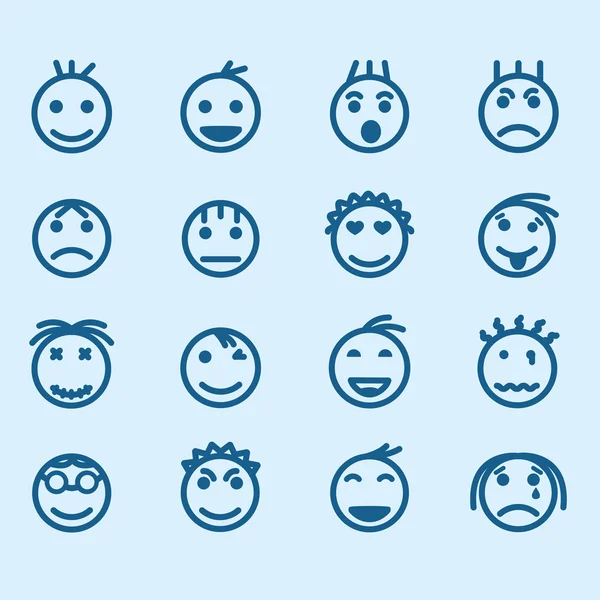 Conjunto de iconos sonrientes con diferentes emociones. Ilustración ...