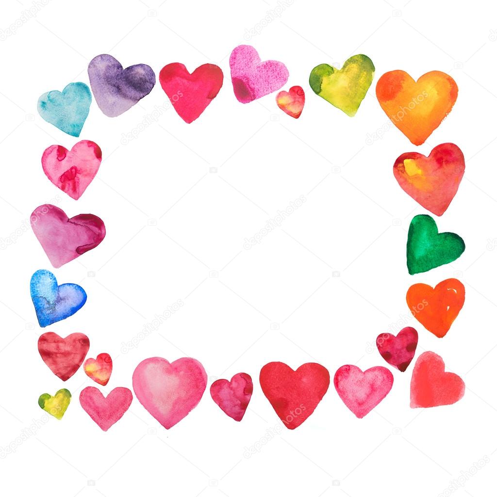 Imágenes: corazones pintados en acuarela | Marco de corazones de ...