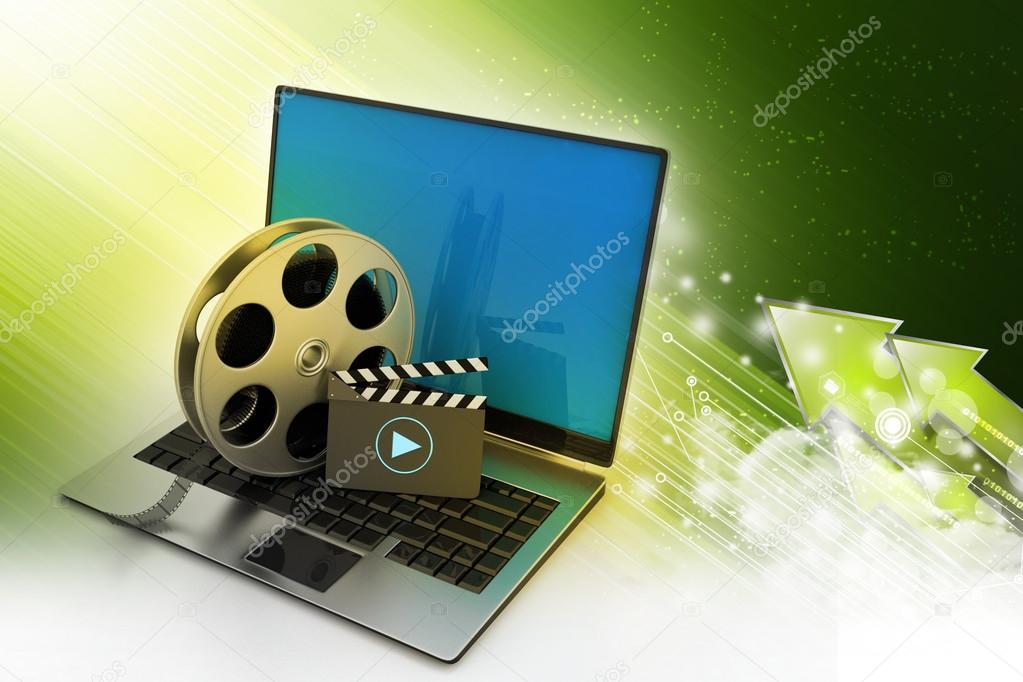 Laptop with reel — Stock Photo © cuteimage1 #56243431