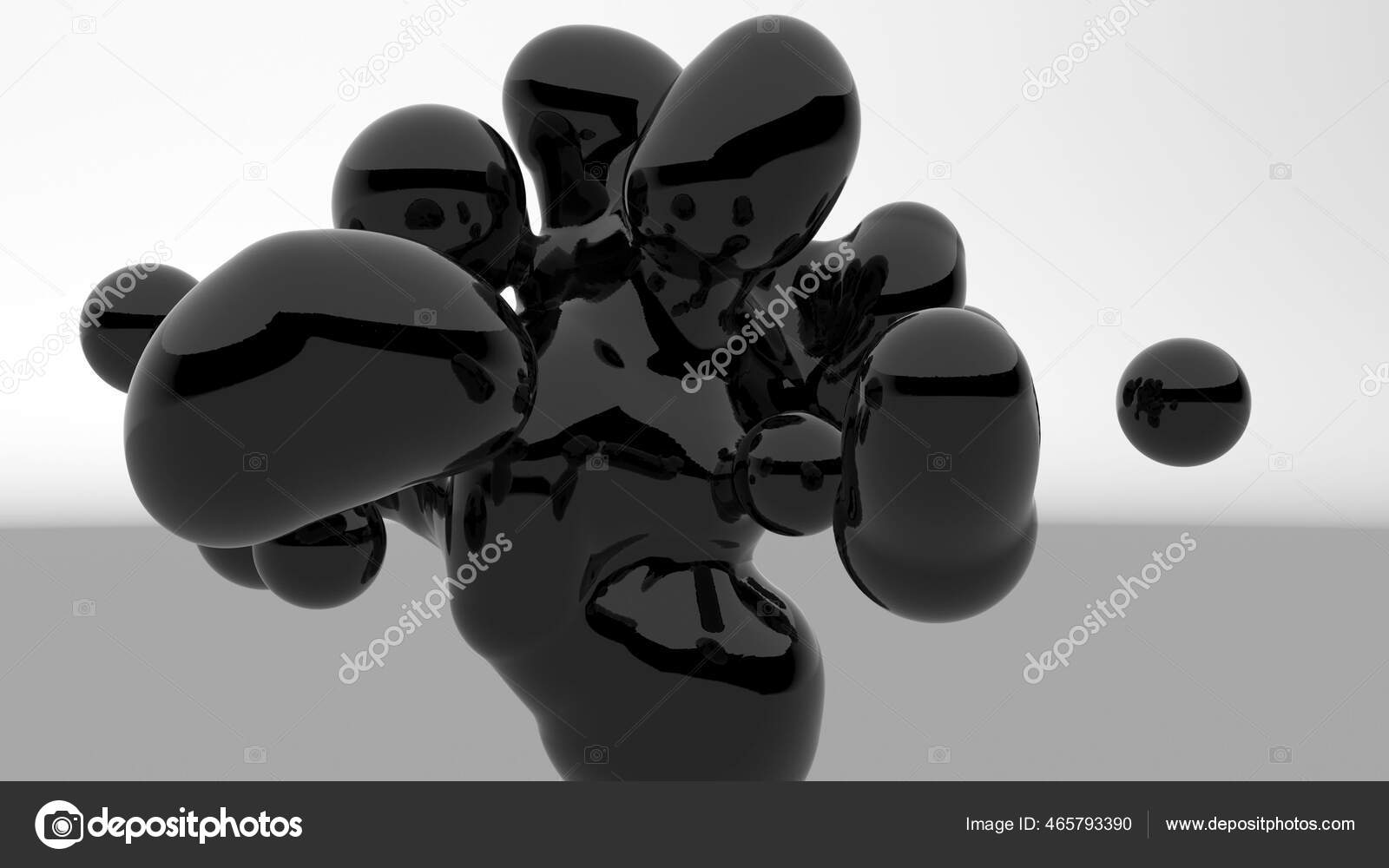 Black metaballs Fluid art Motion graphics stylish minimalistic design 3d render — Stock Photo ...