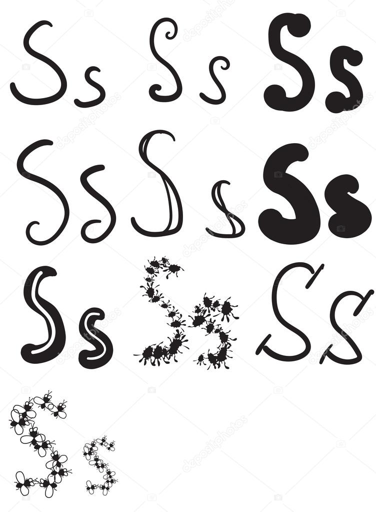 Conjunto de diez letras diferentes S, Vector — Vector de stock © zozu ...