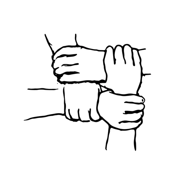 Hands holding each other in unity — Stock Vector © VladisChern #22554601