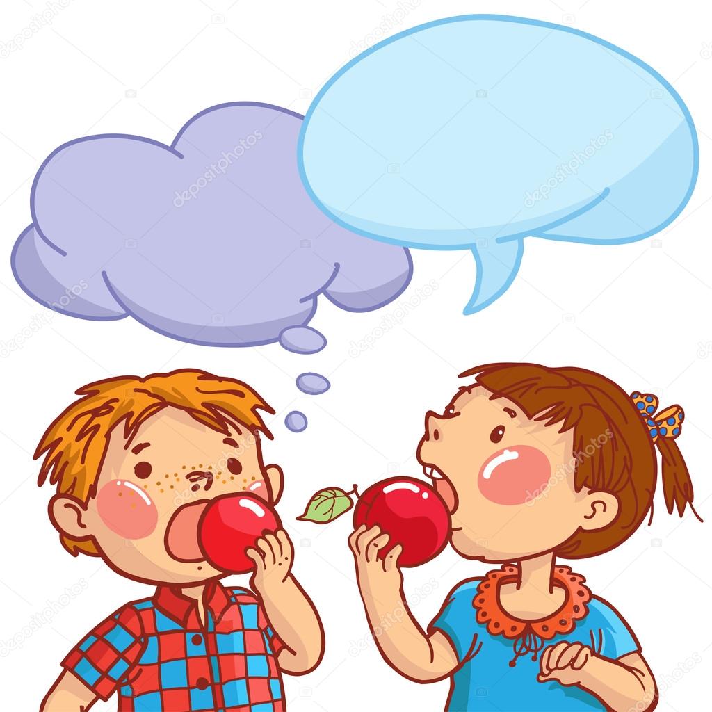 Child Eating Apple Clip Art