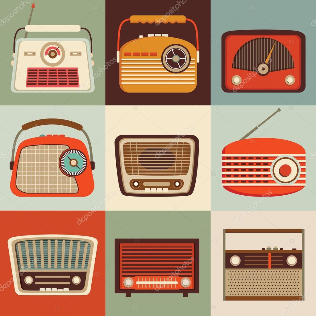 50s Radio Set Stockfoto Retro Outdated TV Set From 60s, Old FM Radio,