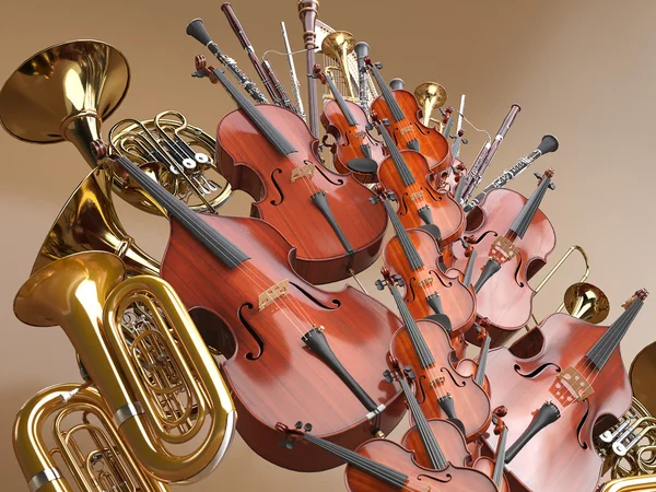 Orchestra musical instruments 3D rendering - Stock Image - Everypixel
