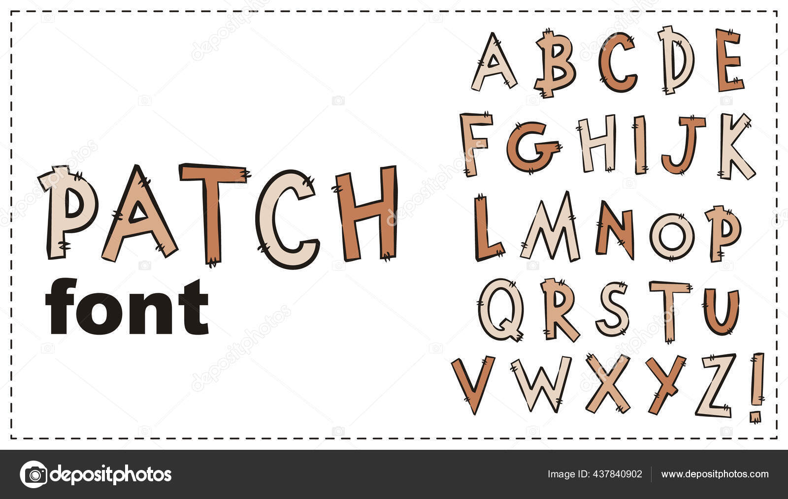 Set Letters Letters Form Patches Hand Sewing Alphabet Design Posters ...