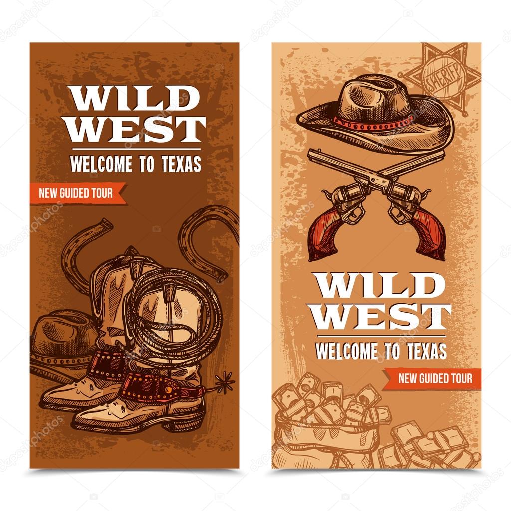 Cawboy Wild West Vertical Banners Stock Vector Image by ©macrovector ...