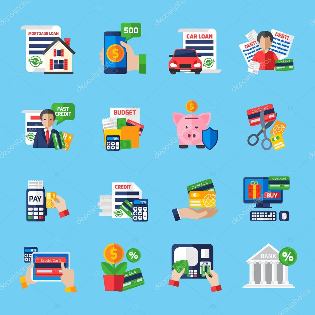 Loan Debt Flat Color Icons Set Stock Vector Image by ©macrovector ...