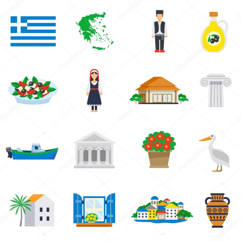 Flat Icon Set Greece Stock Vector Image by ©macrovector #105935552