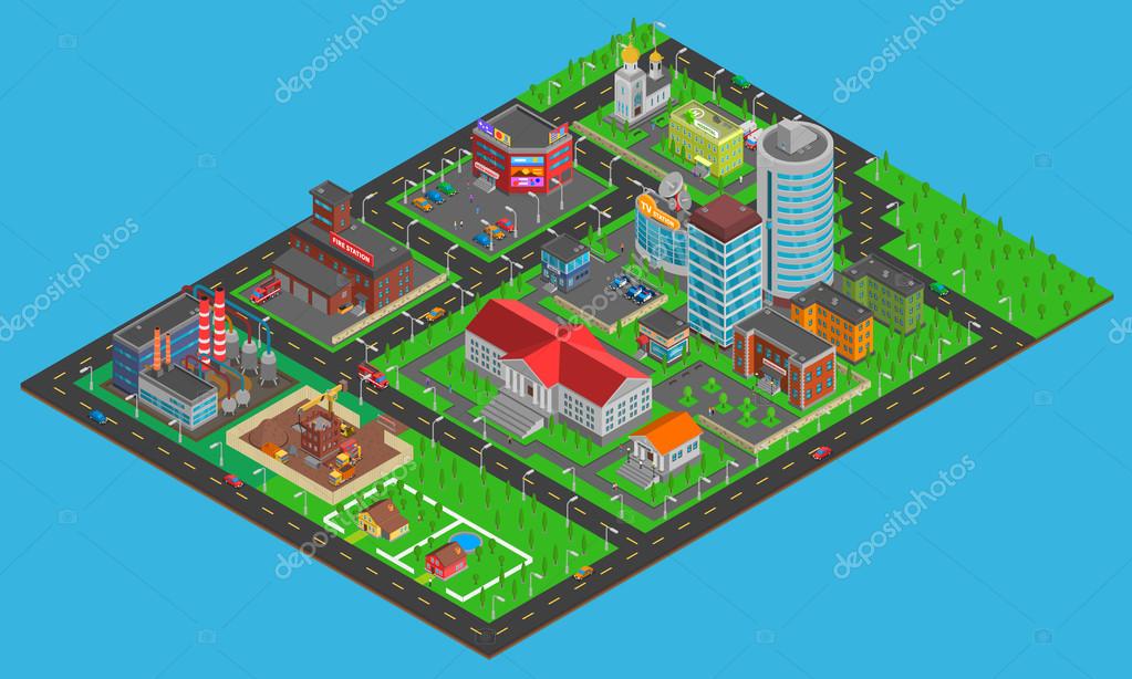 Mapa isométrico de la ciudad moderna Vector de stock por ©macrovector ...