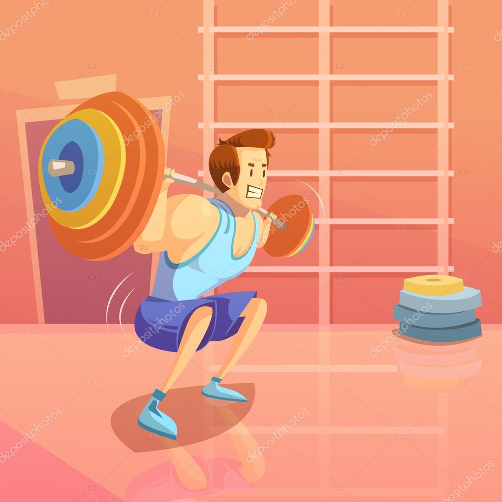 Gym Cartoon Illustration Stock Vector by ©macrovector 107165516