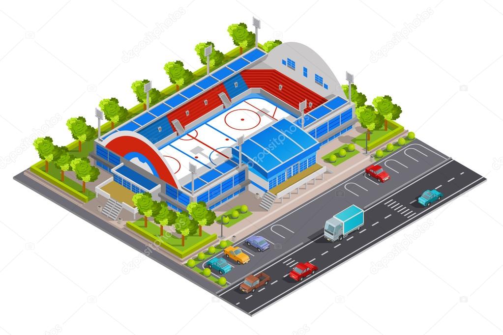 Sport Complex Stadium Isometric Banner Stock Vector Image by ...