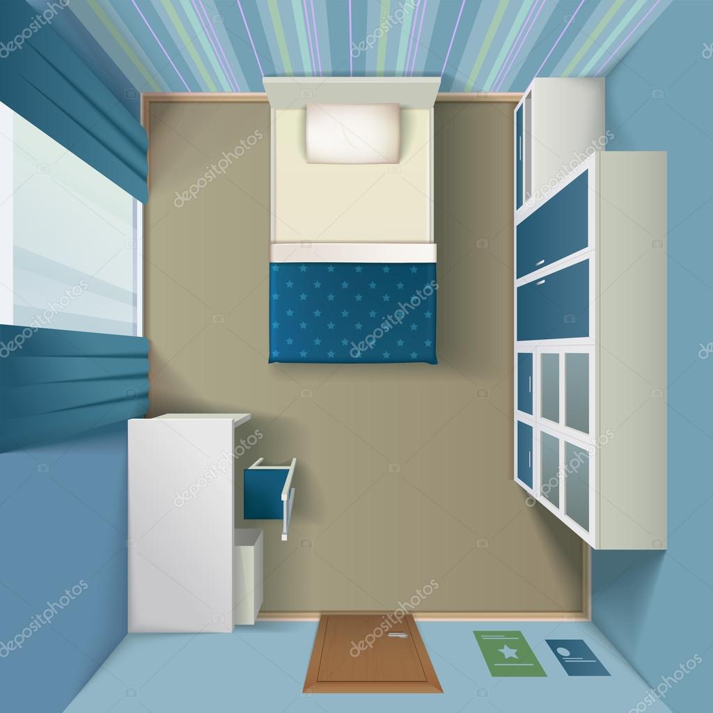 Modern Bedroom interior Realistic Top View Stock Vector Image by ...