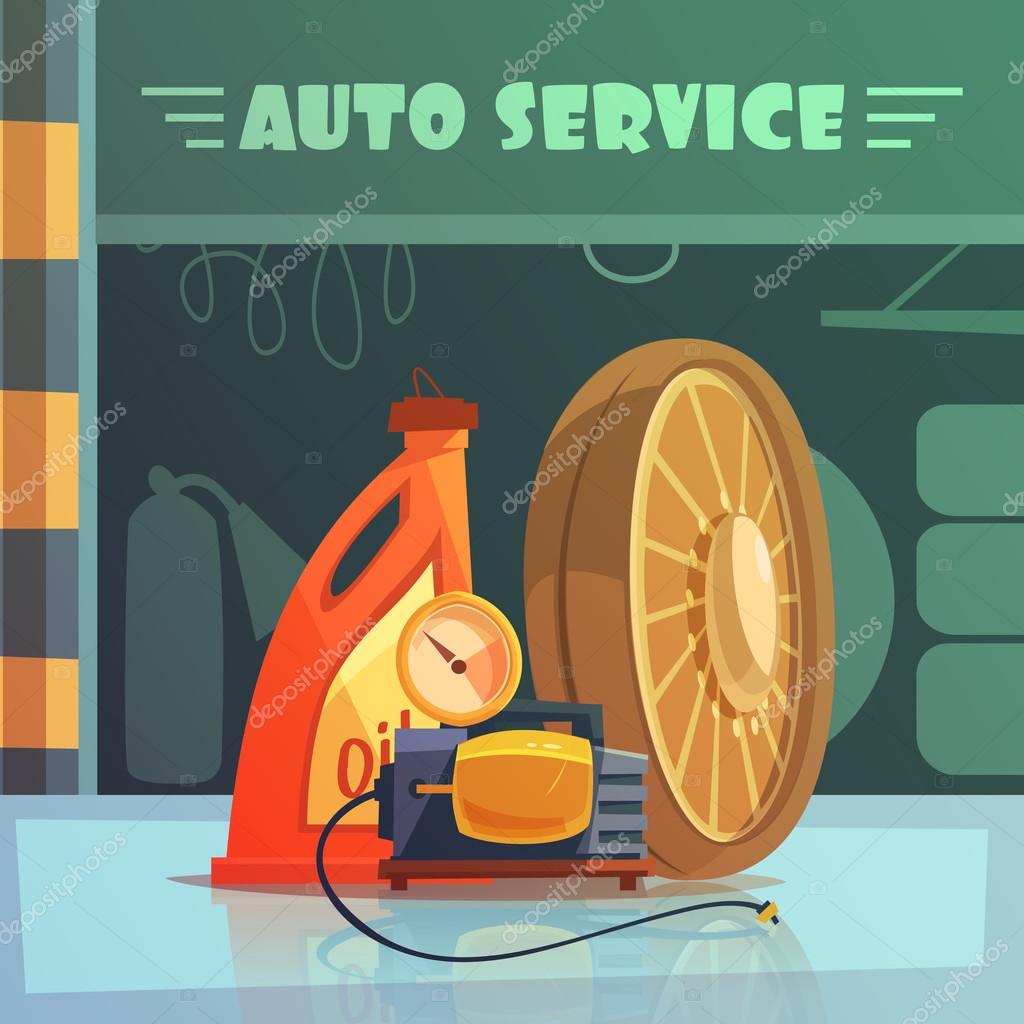 Auto Service Illustration Stock Vector by ©macrovector 110473010