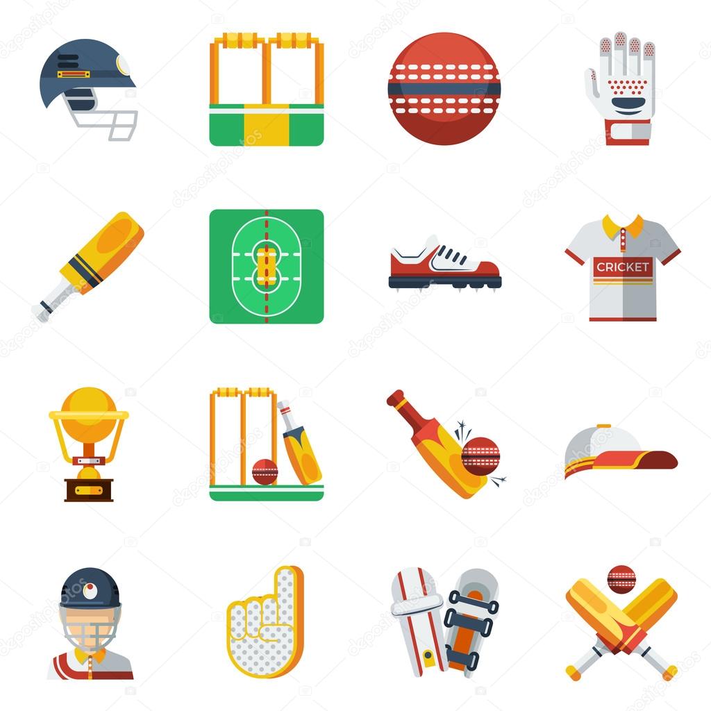 Cricket Icons Set Stock Vector Image by ©macrovector #110474042