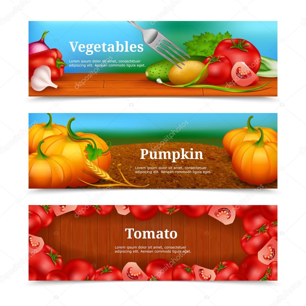 Vegetables Horizontal Banners Set Stock Vector Image by ©macrovector ...
