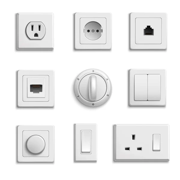 Realistic Power Outlets Set Stock Vector by ©macrovector 321993356