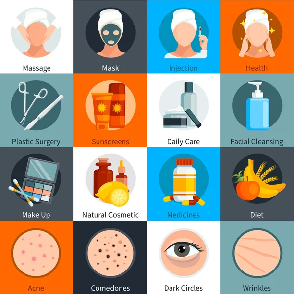 ᐈ Skin care icons stock vectors, Royalty Free skincare icons flat icon ...