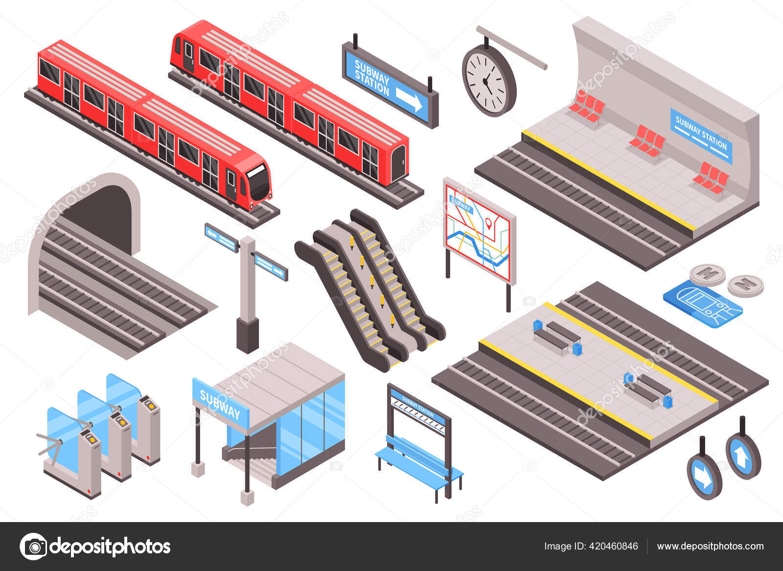 Subway Isometric Set Stock Vector Image by ©macrovector #420460846