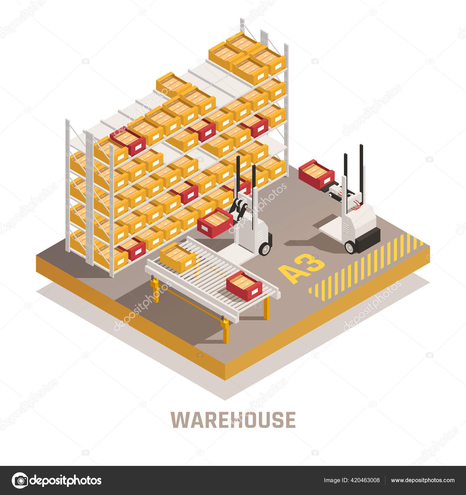 Warehouse Automation Isometric Element Stock Vector Image by ©macrovector #420463008