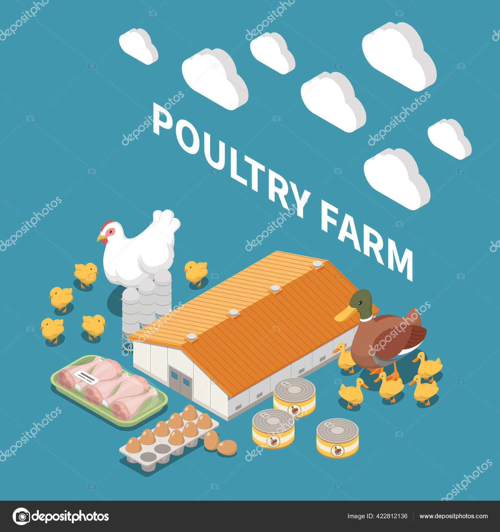 Poultry Farm Isometric Composition Stock Vector Image by ©macrovector ...