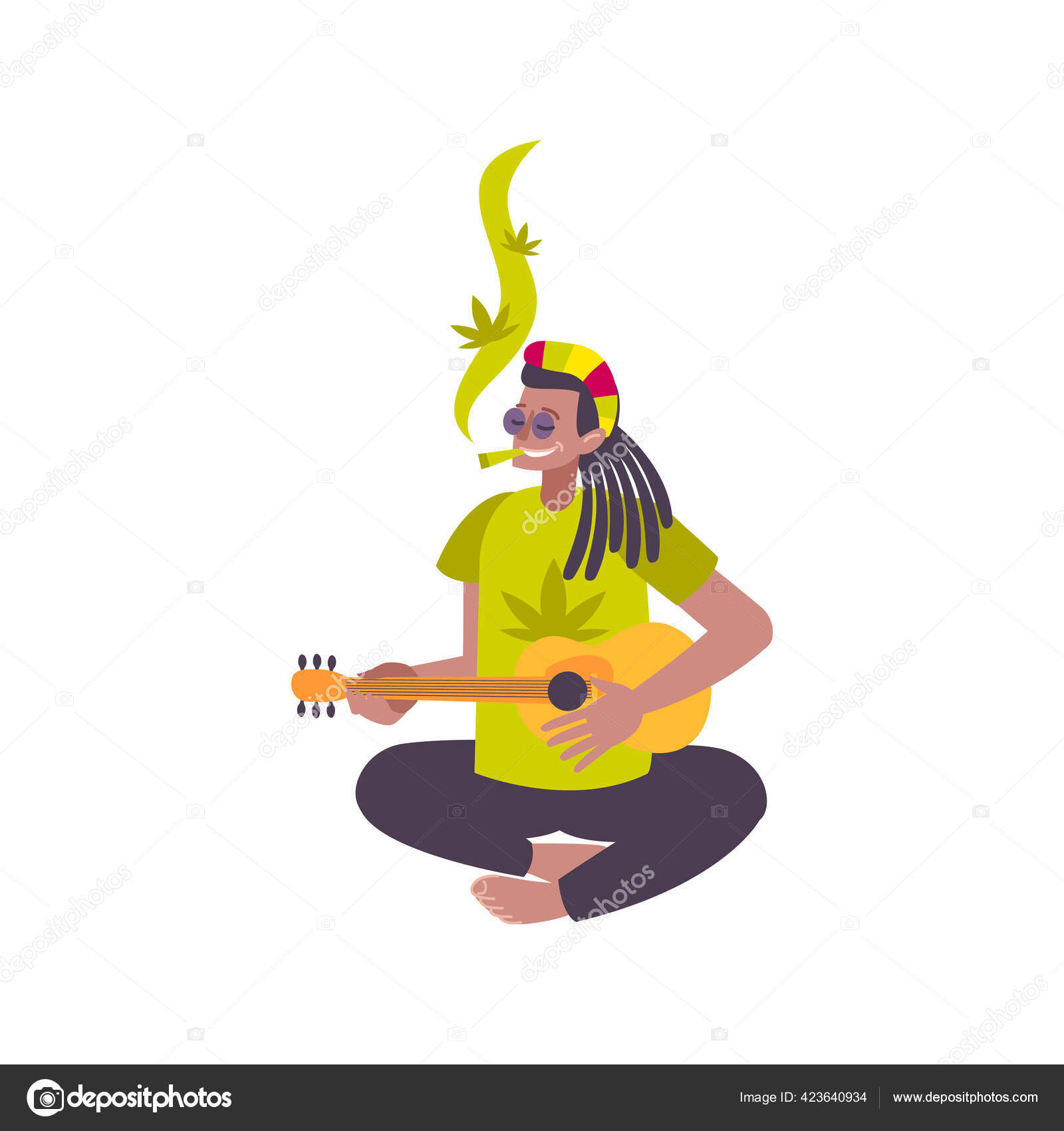 Rasta Man Dope Composition Stock Vector Image by ©macrovector #423640934