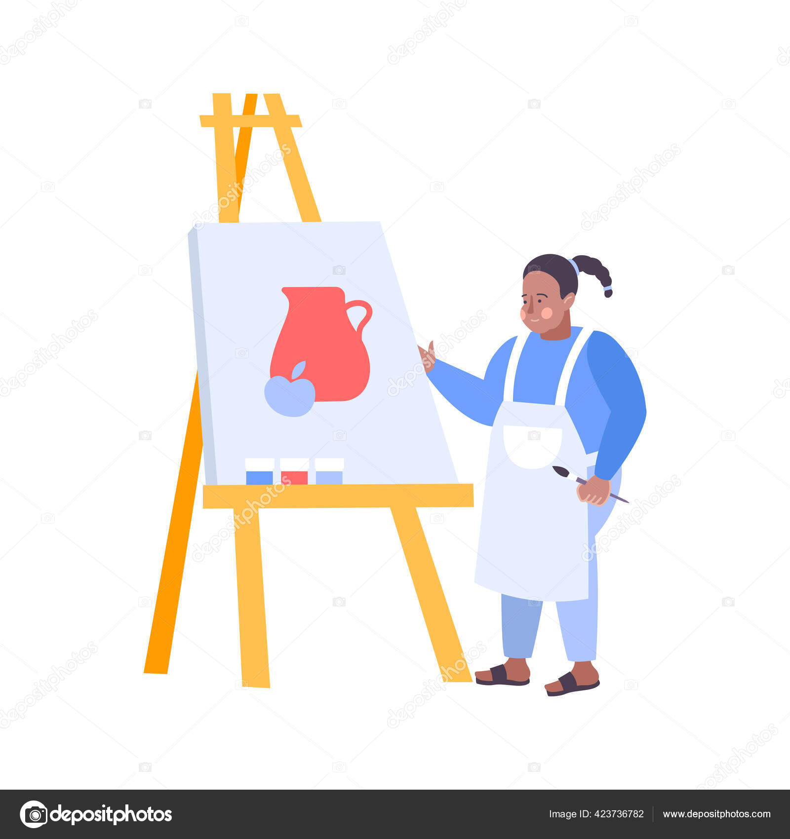 Painter Drawing Flat Composition Stock Vector Image by ©macrovector ...
