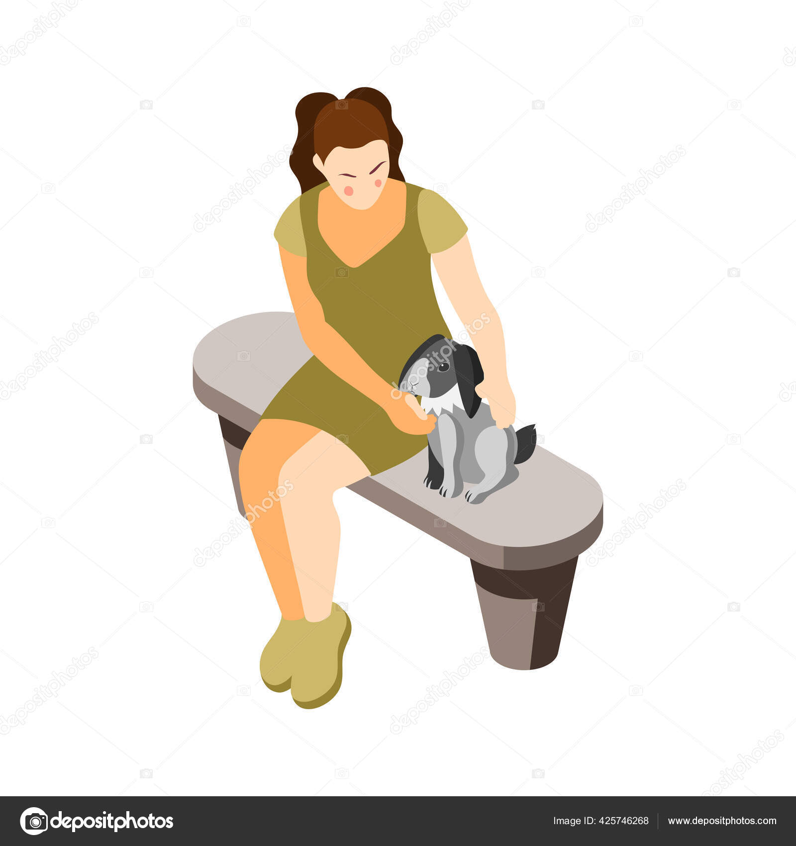 Rabbit And Woman Composition Stock Vector by ©macrovector 425746268