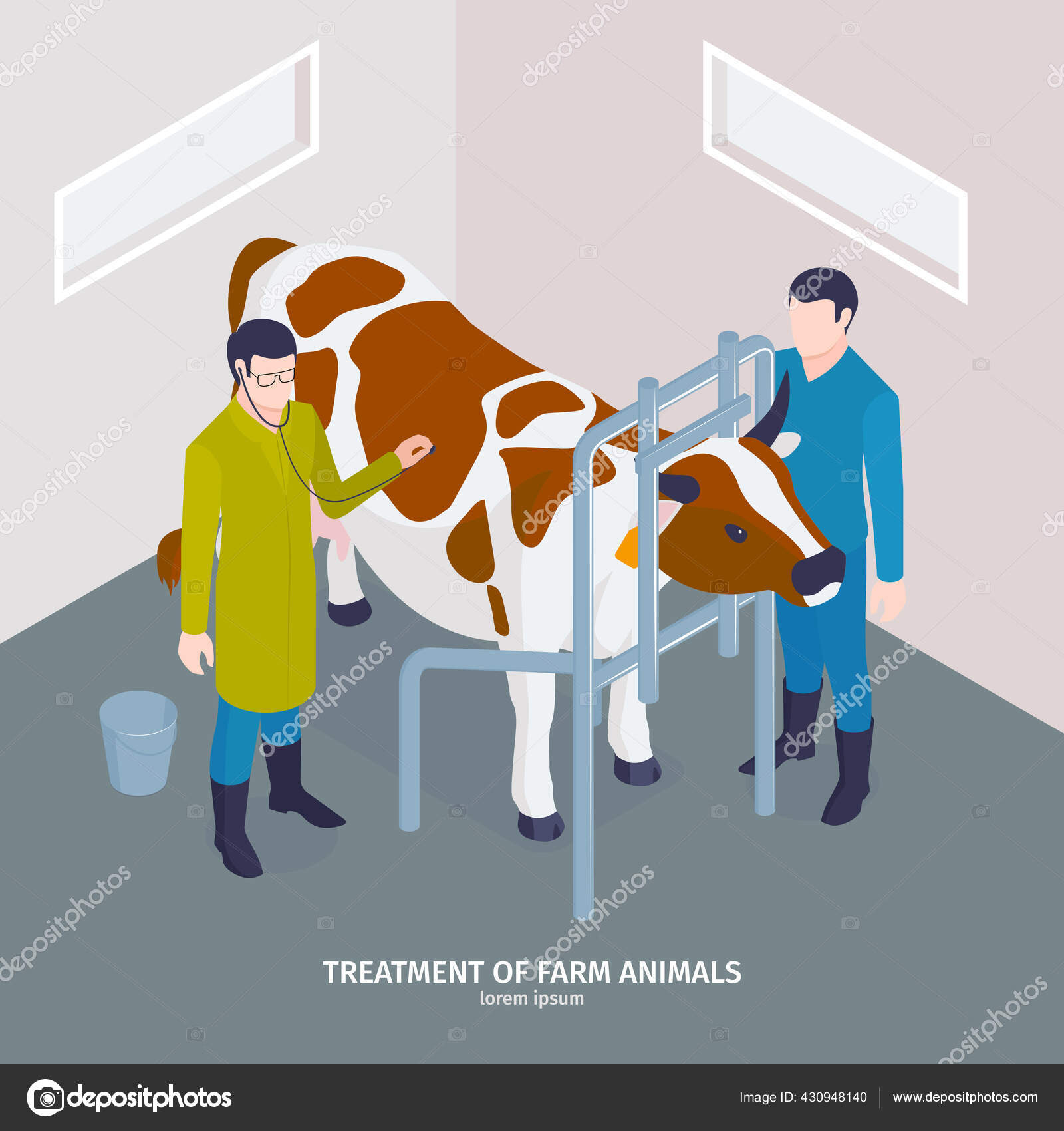 Cow Health Checkup Composition Stock Vector by ©macrovector 430948140