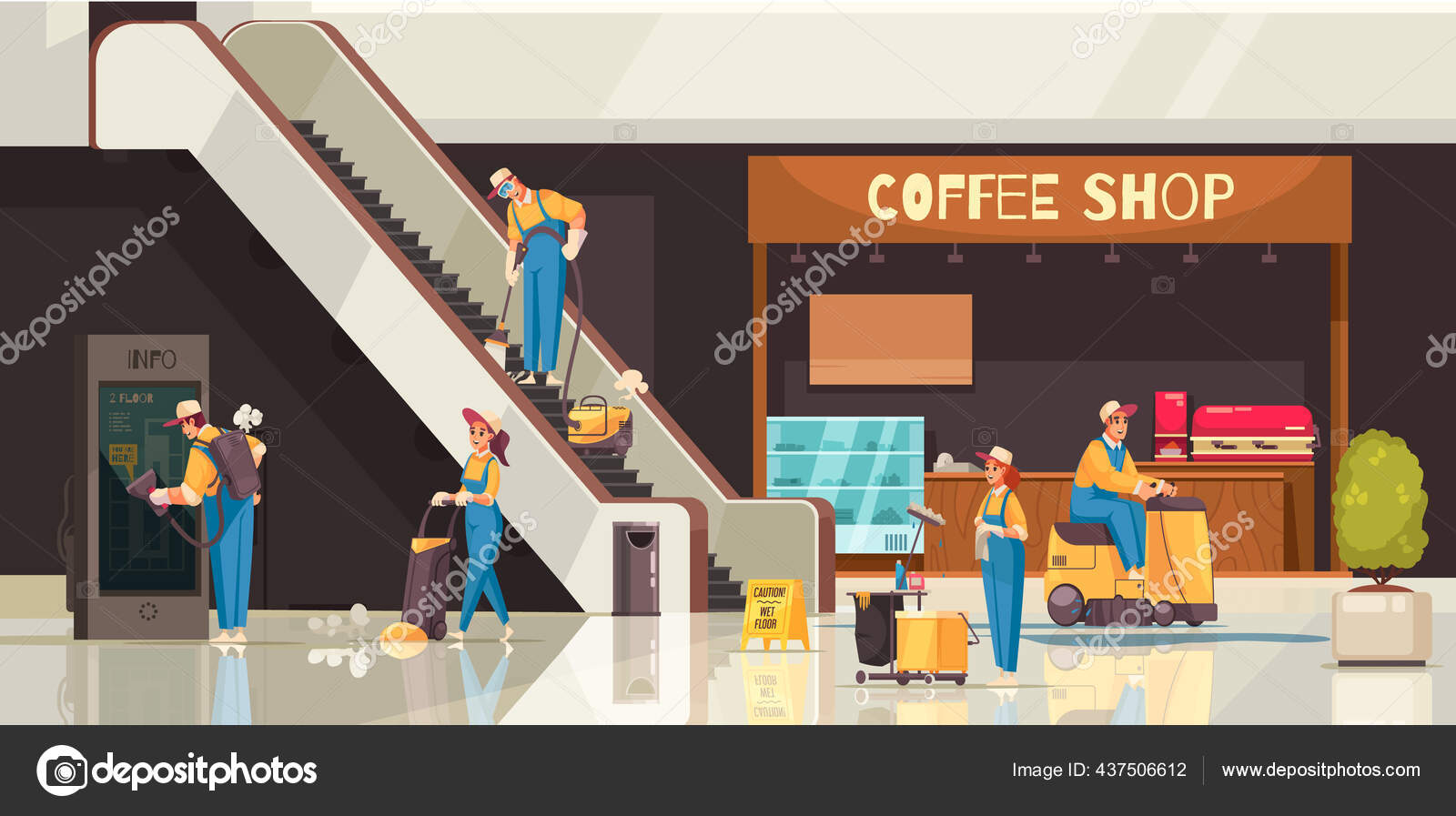Shopping Mall Cleaning Composition Stock Vector Image by ©macrovector ...