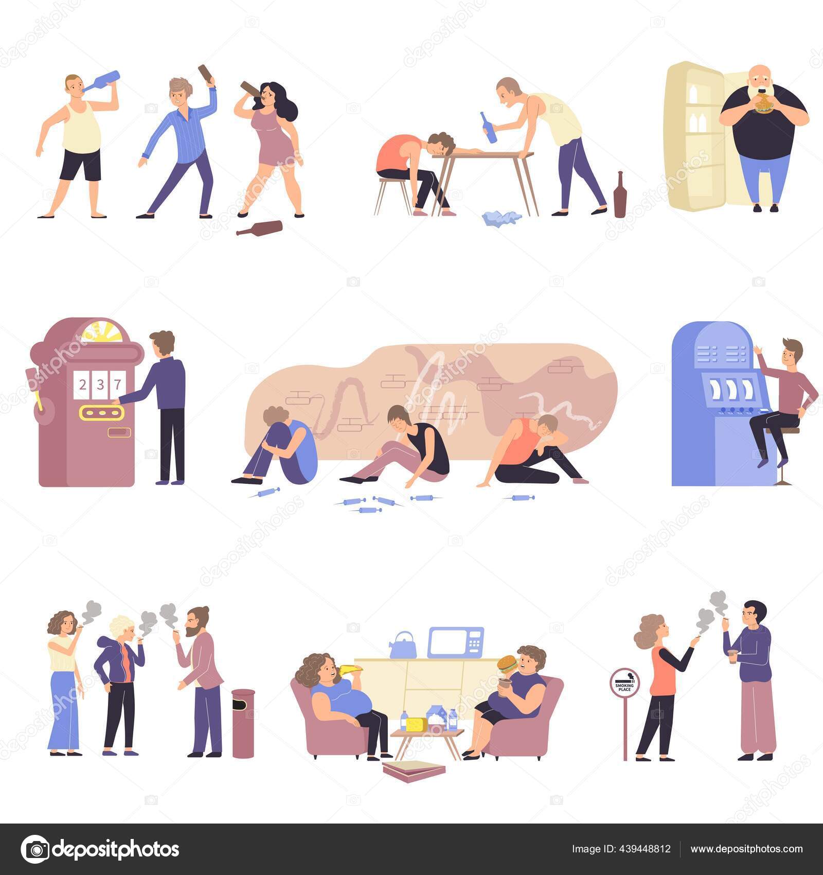Flat And Isolated Addiction Icon Set Stock Vector Image by ©macrovector ...