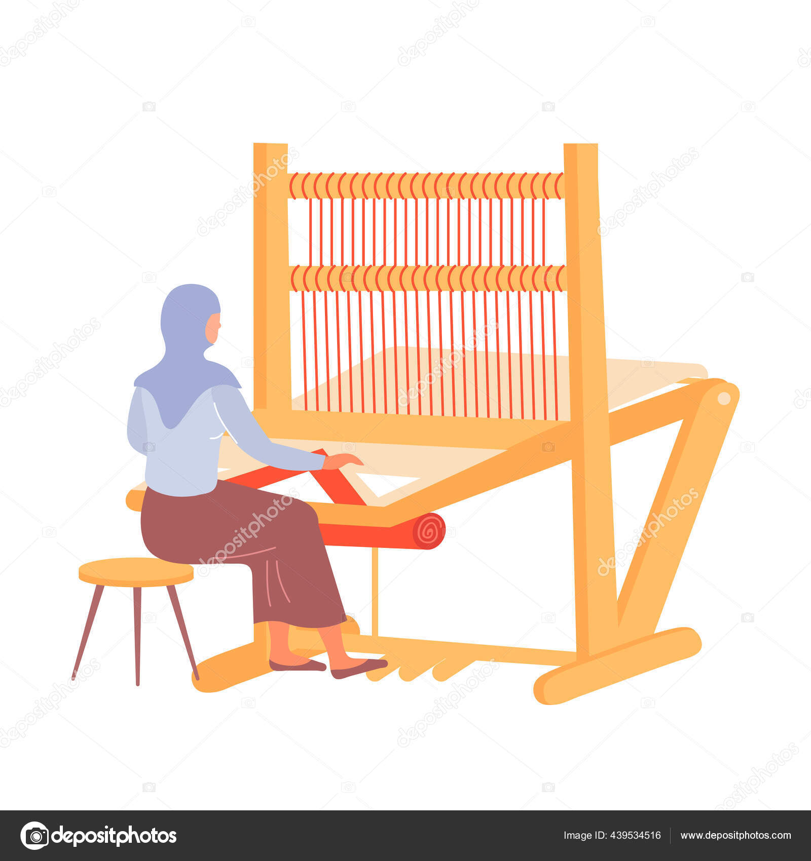 Carpet Weaving Illustration Stock Vector by ©macrovector 439534516