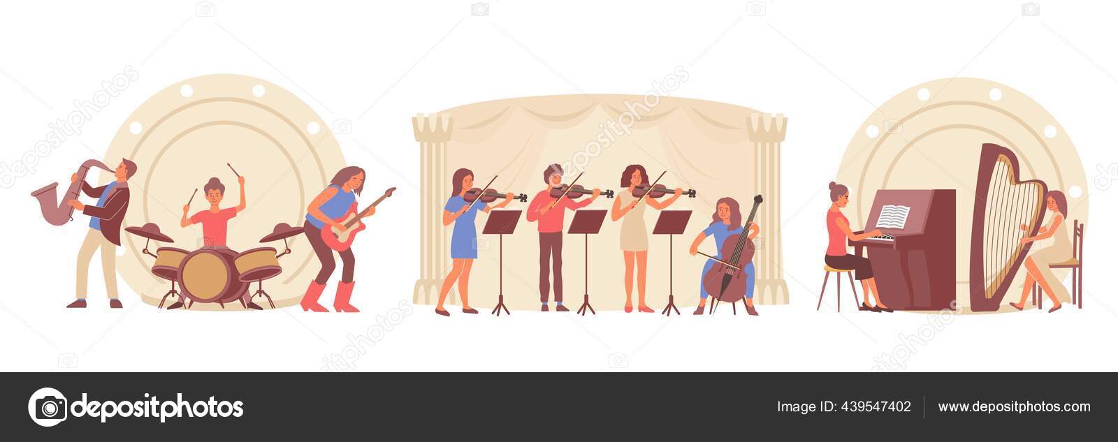 Learning Music Compositions Set Stock Vector by ©macrovector 439547402