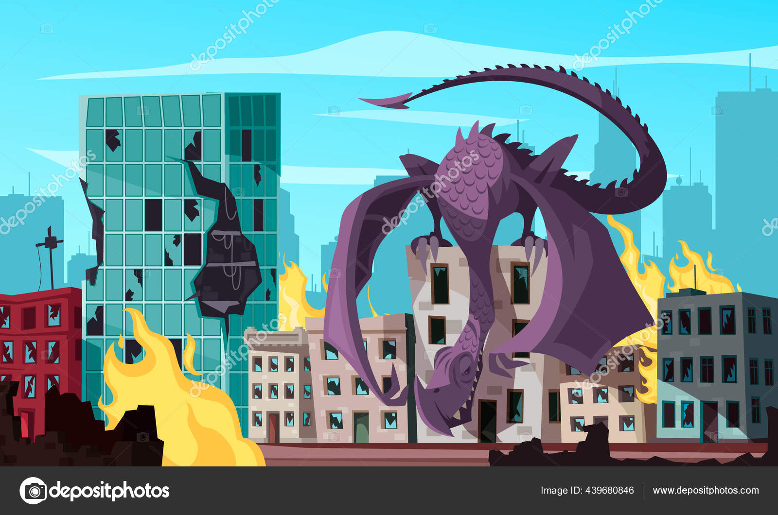 City Being Attacked By A Monster