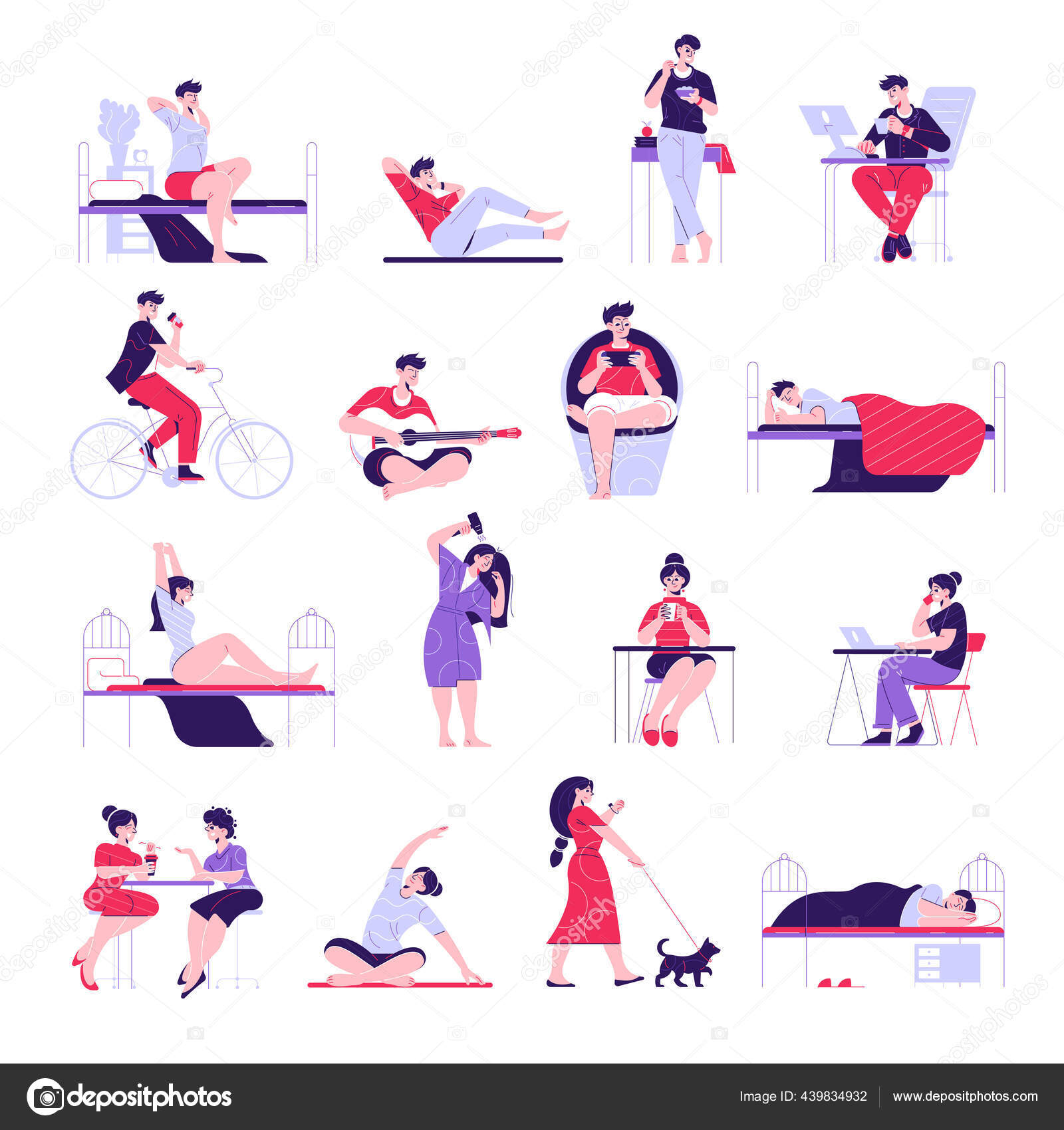 Daily Routine Icons Collection Stock Vector Image by ©macrovector ...